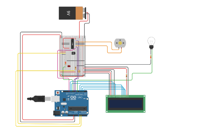 Circuit design SMART AUTOMATIC LAMP AND FAN | Tinkercad