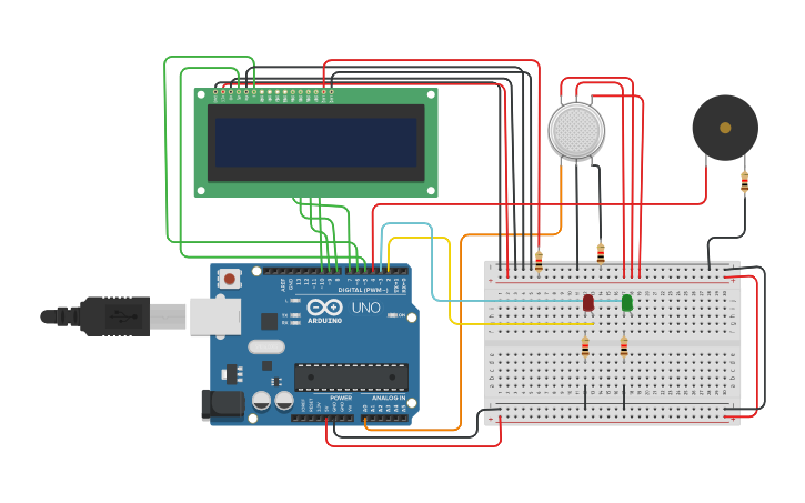 Circuit design 4 home gas sensor alarm | Tinkercad