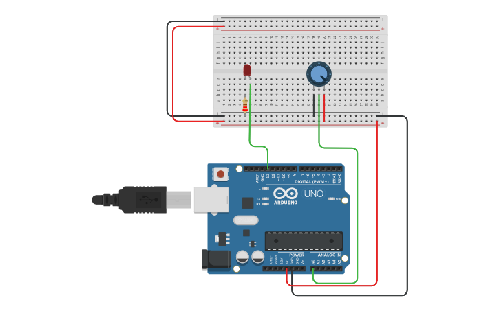 Circuit design Potentiometer - Tinkercad