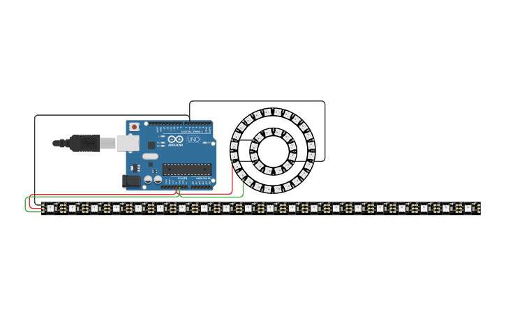 Circuit design Neopixel Rainbow animation - Tinkercad