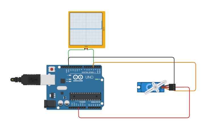 Circuit design Practica 6 servomotor | Tinkercad