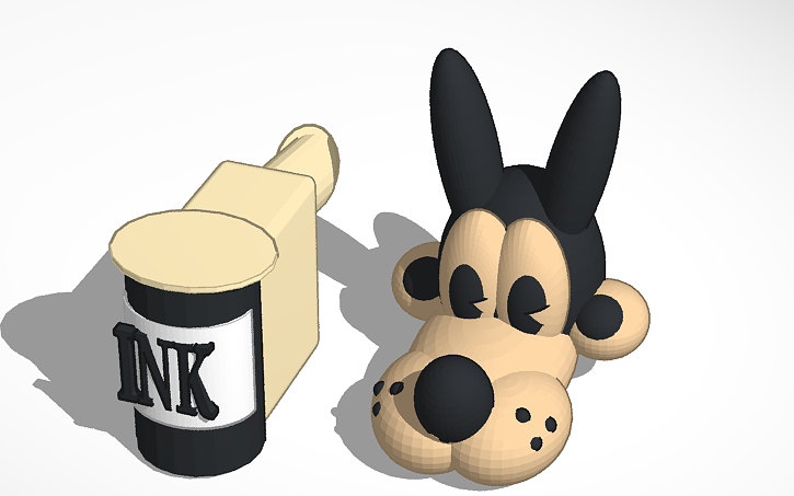 3D design boris the wolf and somewhat ink machine - Tinkercad