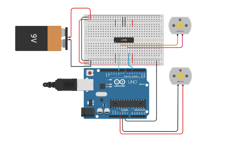 Circuit design Motors Functions - Tinkercad