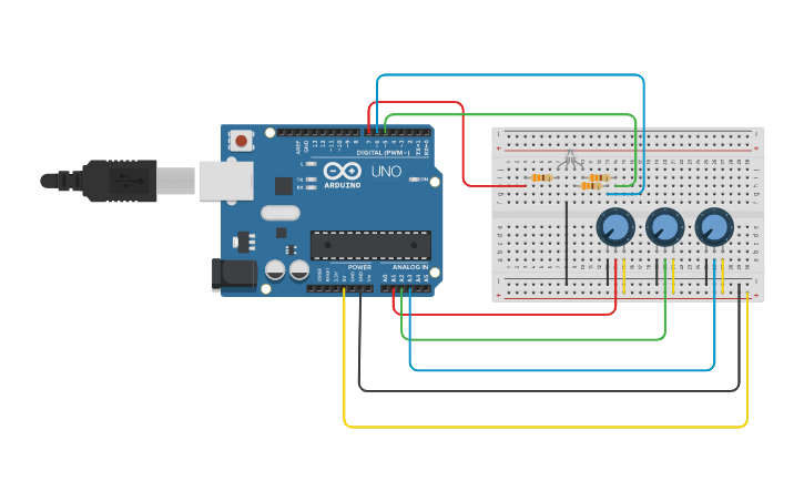 Circuit Design Led Rgb Con 3 Potenziometri Tinkercad