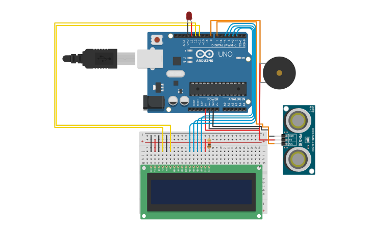 Circuit design Ultrasonic Sensor | Tinkercad
