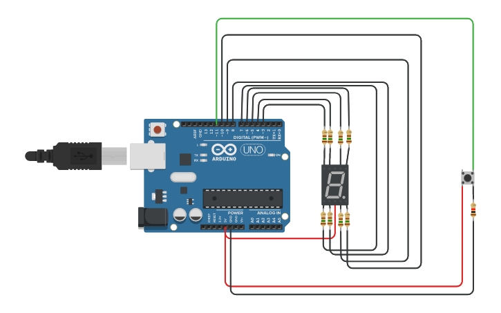 Circuit design 7 Segment Display - Tinkercad