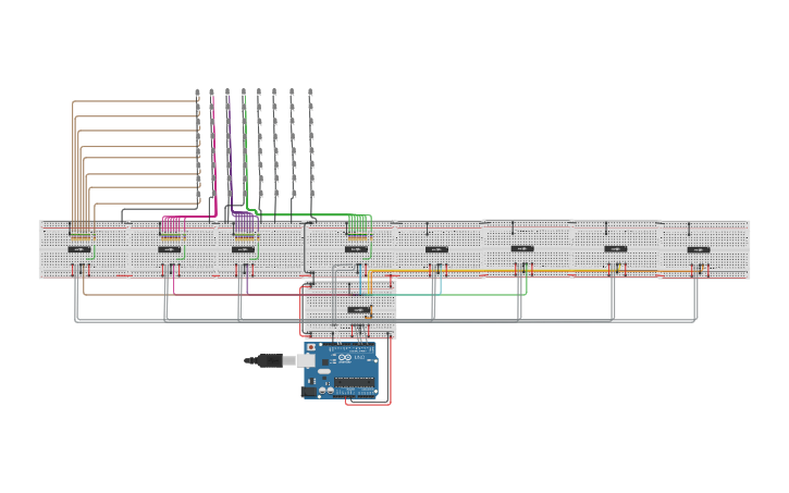 Circuit design Proyecto Parcial I Arduino 74HC595 | Tinkercad