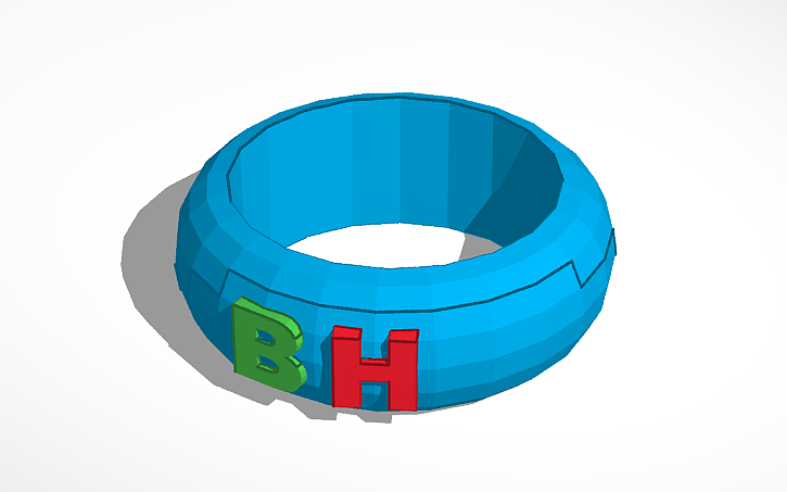 3D design Monogrammed Ring - Tinkercad