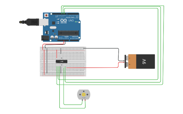 Circuit design L293D Dc motor control - Tinkercad