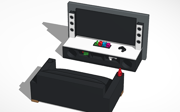 3D design Ps4 met een grote Tv | Tinkercad