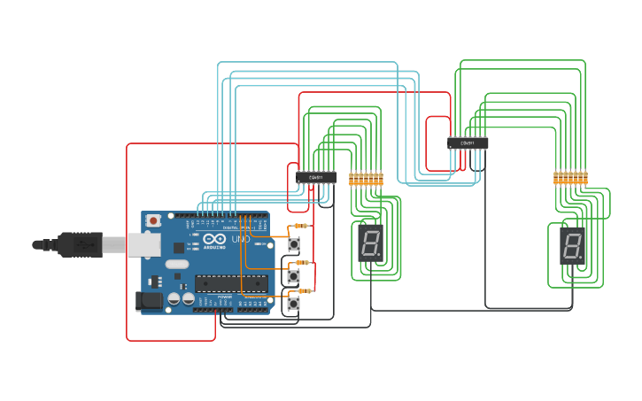 Circuit design Display 7 segmenti e BCD | Tinkercad Circuit design Display 7 segmenti e BCD | Tinkercad