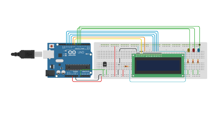Circuit design Sensor de Temperatura con LCD - Tinkercad