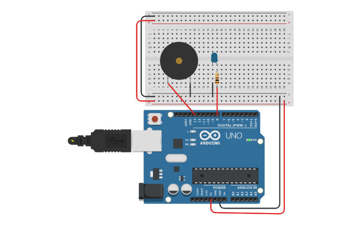Circuit design LED Morse Code - Tinkercad