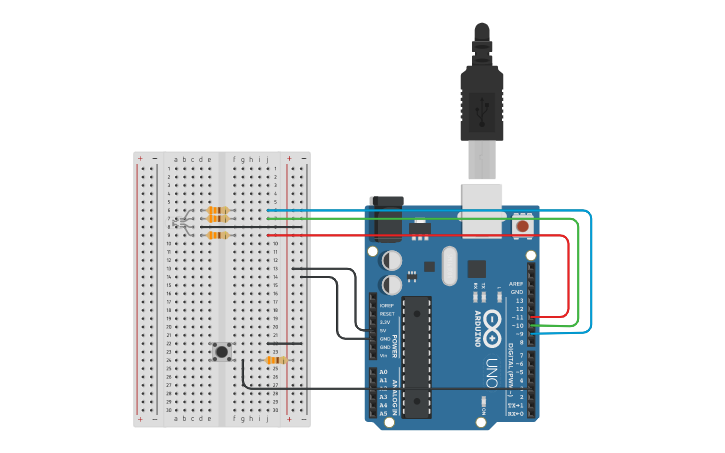 Circuit design RGB LED | Tinkercad