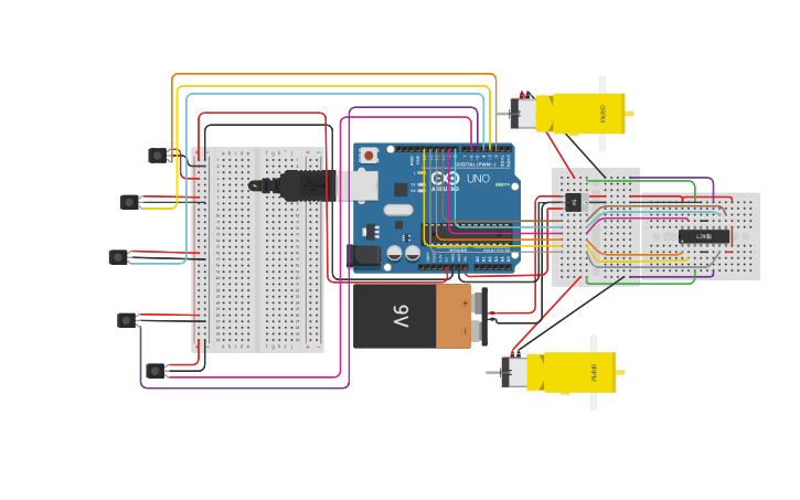 Circuit design Line Follower Robot - Tinkercad