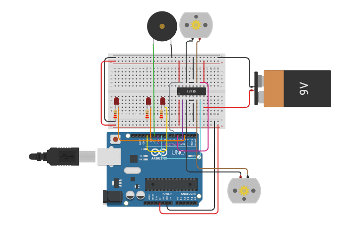 Circuit design Carro controlado por bluetooth | Tinkercad