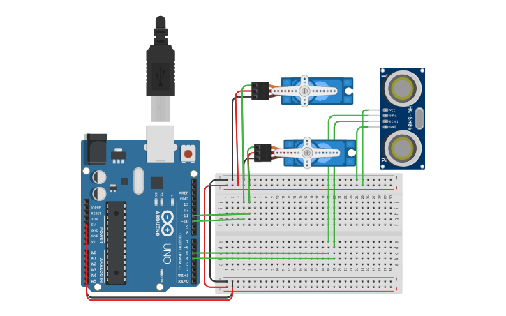 Circuit design Automatic Door - Tinkercad