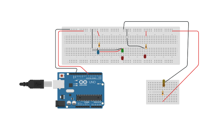 Circuit design Placa de Arduino - Luzes de Led - Tinkercad
