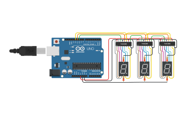 Circuit Design Counter 7 Seg Shift Resister Tinkercad