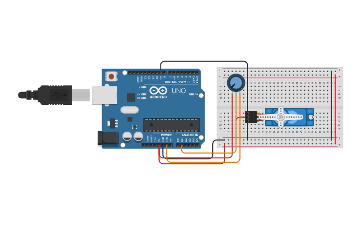 Circuit Design Servo Pot Tinkercad