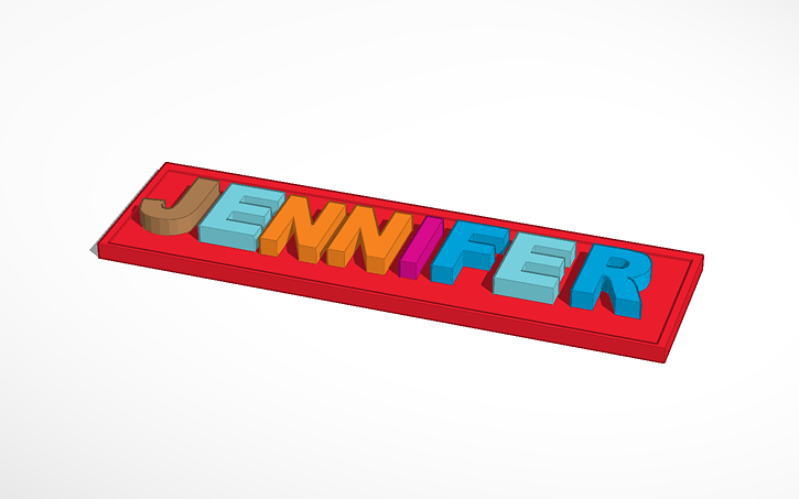3D design Jennifer Name Tag - Tinkercad