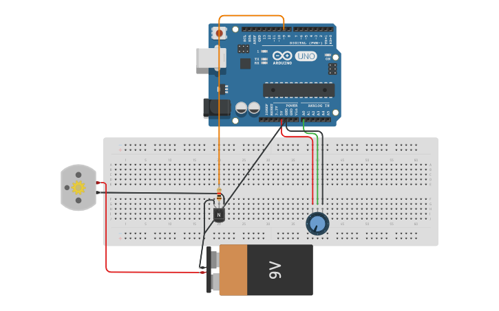Circuit design Potentiometer - Tinkercad