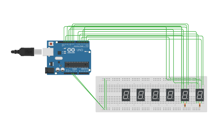 Circuit design led 7 segmentos - Tinkercad
