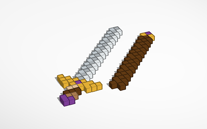 3D design Minecraft (Royal) Great-Sword and Sheath - Tinkercad