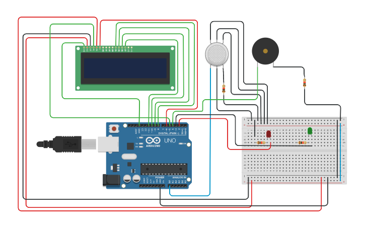 Circuit Design Gas Detecting Alarm System Tinkercad 1166
