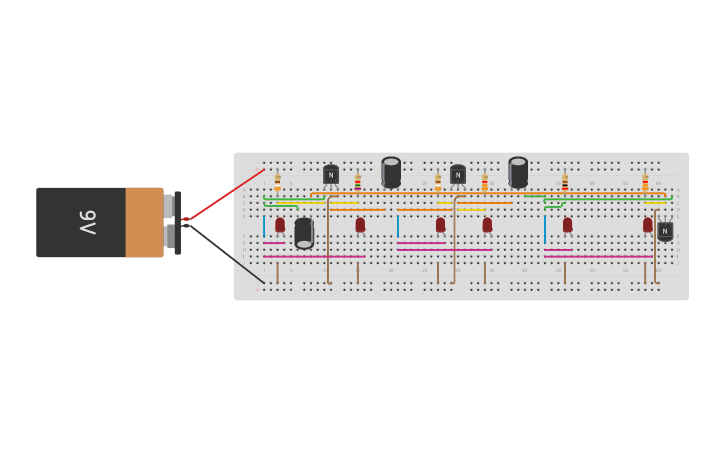 Circuit design Super LED Chaser Circuit Design - Tinkercad