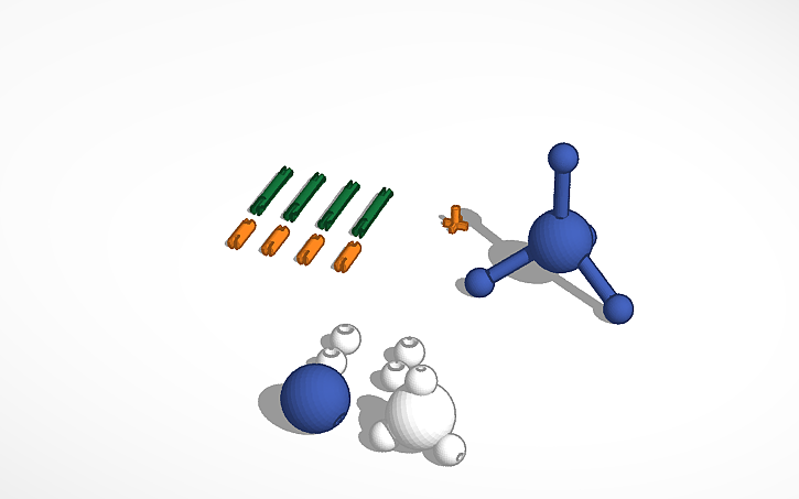 3D design Molècula NH4 + Amoni - Tinkercad