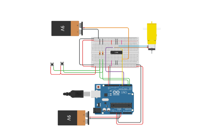 Circuit design Commande moteur 2 sens - Tinkercad