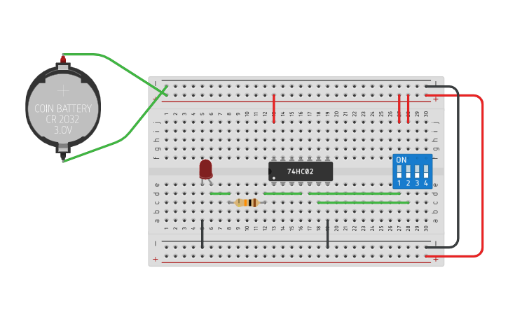 Circuit design Encender 1 LED con Compuerta - Tinkercad