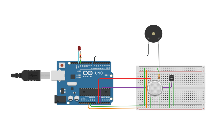 Circuit design GAS DETECTOR using ARDUINO - Tinkercad