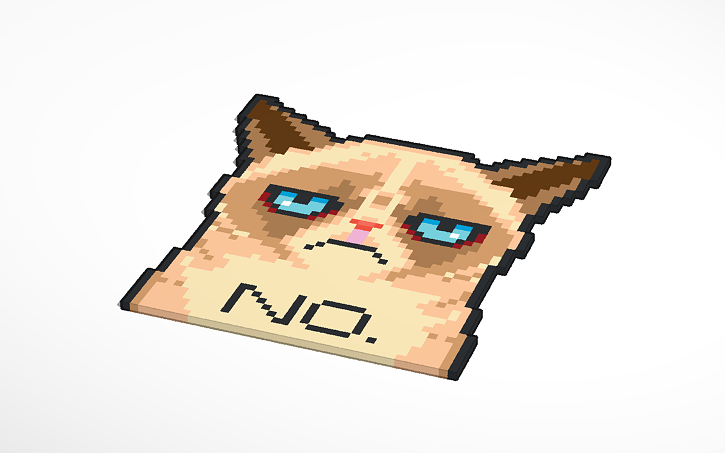 3D design Pixel Art: Grumpy Cat - Tinkercad