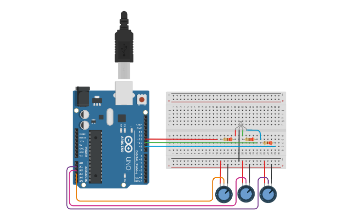 Circuit Design Activity 01 Rgb With 3 Potentiometers Tinkercad