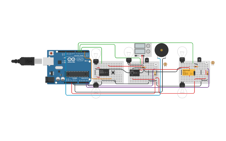 Circuit design Acionando Reles | Tinkercad