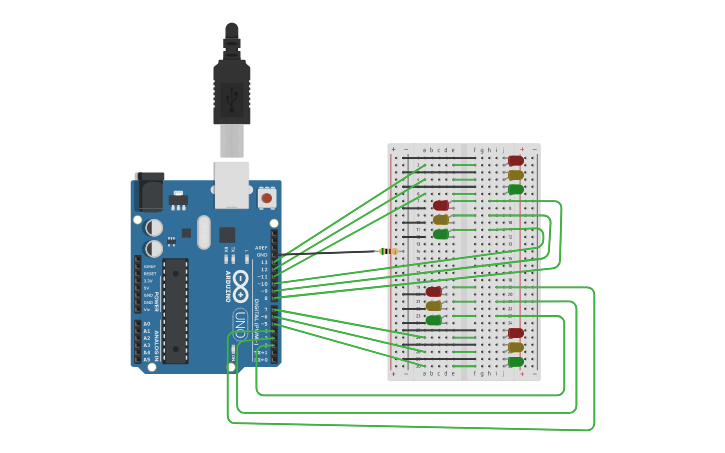 Circuit design Semaforo 4 vias - Tinkercad