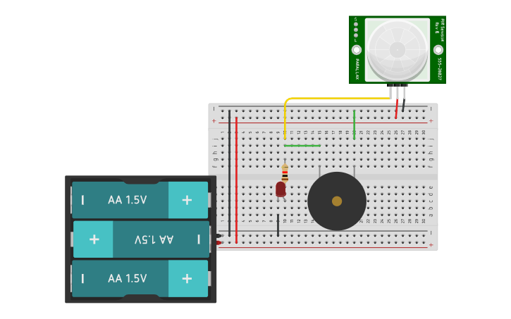 Circuit Design Motion Detector Alarm Tinkercad