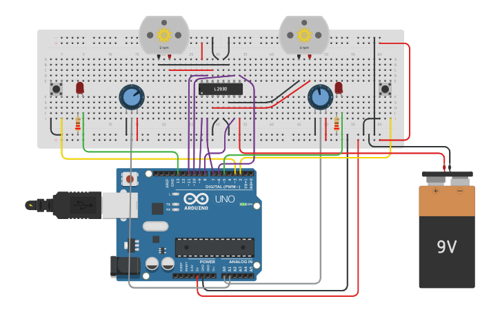 Circuit Design 6 Controlar 2 Motores Con L293d Tinkercad