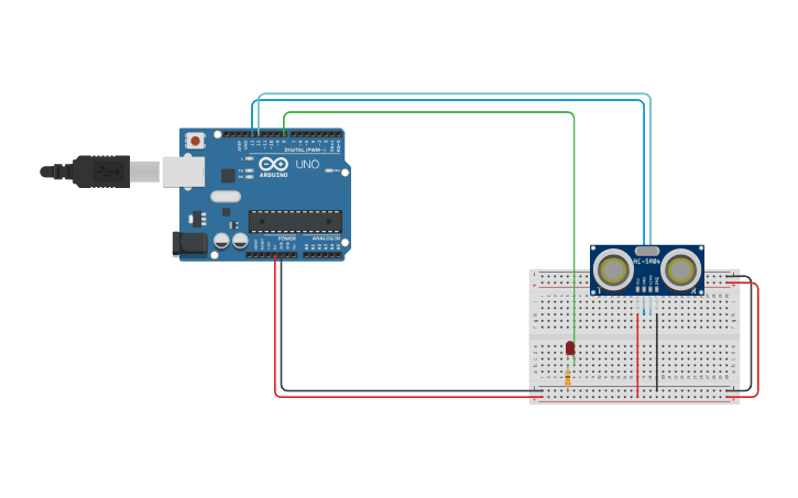 Circuit design sensor de proximidad - Tinkercad