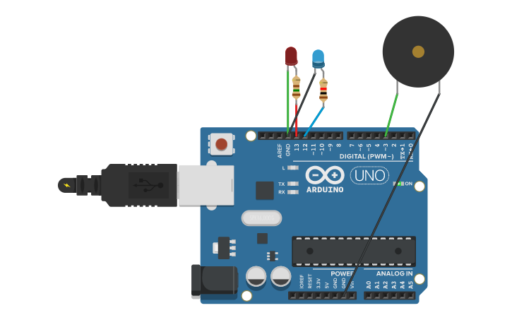 Circuit Design Led Pattern And Buzzer Tinkercad 1984