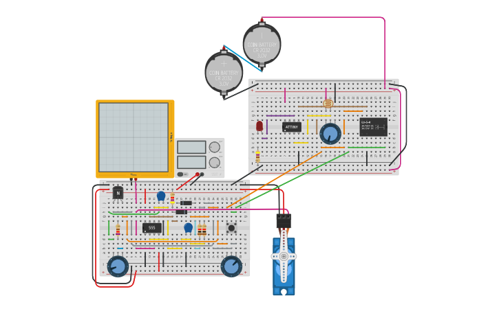 Circuit design sequence servo attiny 8 code - Tinkercad