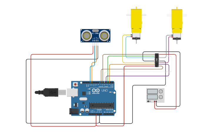 Circuit Design Obstacle Avoiding Car Tinkercad