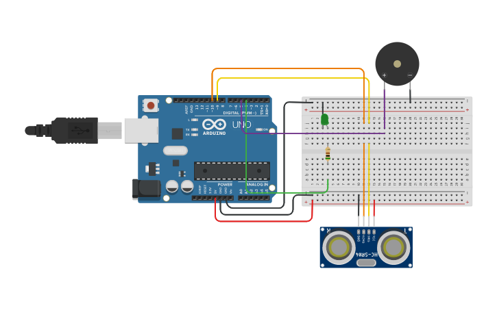 Circuit design Parking Sensor by Sagar - Tinkercad