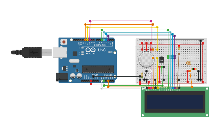 Circuit design DHT11 Temperature and Humidity sensor - Tinkercad
