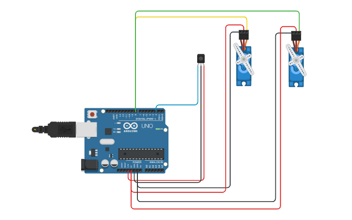 Circuit design simulasi hand sanitizer otomatis - Tinkercad