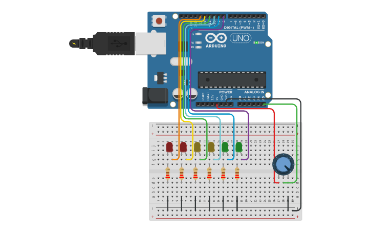 Circuit design Potenciometro | Tinkercad