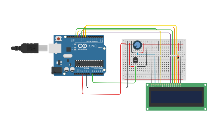 Circuit design Tugas 9 Sensor Suhu - Tinkercad Circuit design Tugas 9 Sensor Suhu - Tinkercad