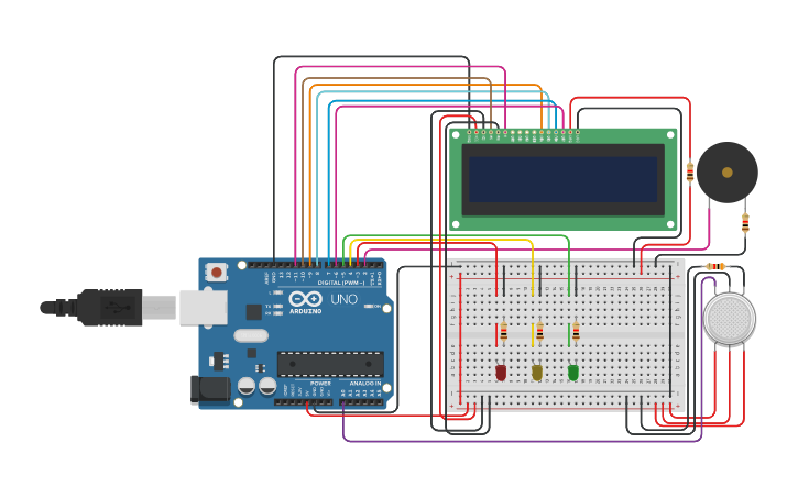 Circuit Design Gas Detection Tinkercad